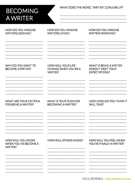 Writer Worksheet Wednesday: Become a Writer